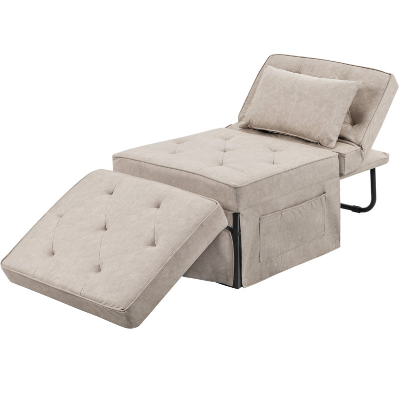 Ebern Designs Multi-function Folding Ottoman Sofa Bed With Adjustable Backrest (Medium 36 ...